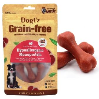 חטיף דוגיז היפואלרגני בקר בצורת עצם 80 גרם - PetKiss